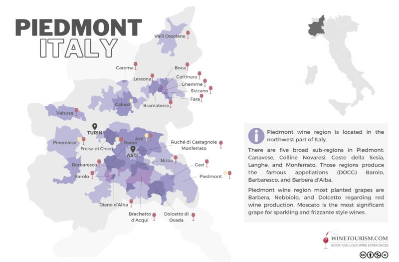 Piemonte (Piedmont) Wine Region Italy Free Wine Map | Corked News